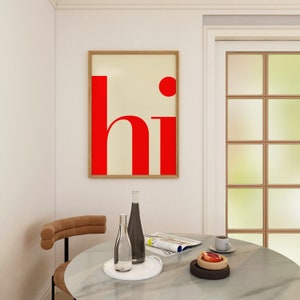 Hi Poster, Minimalist Wall Art, Hi Printable Wall Art, Typography Print ...