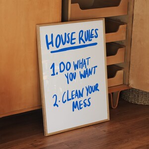 House Rules Print, Trendy Wall Art, Quote Print, Mid Century Print ...