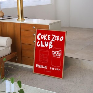 Coke Zero Club Print, Typography Poster, Retro Drink Print, Mid Century ...