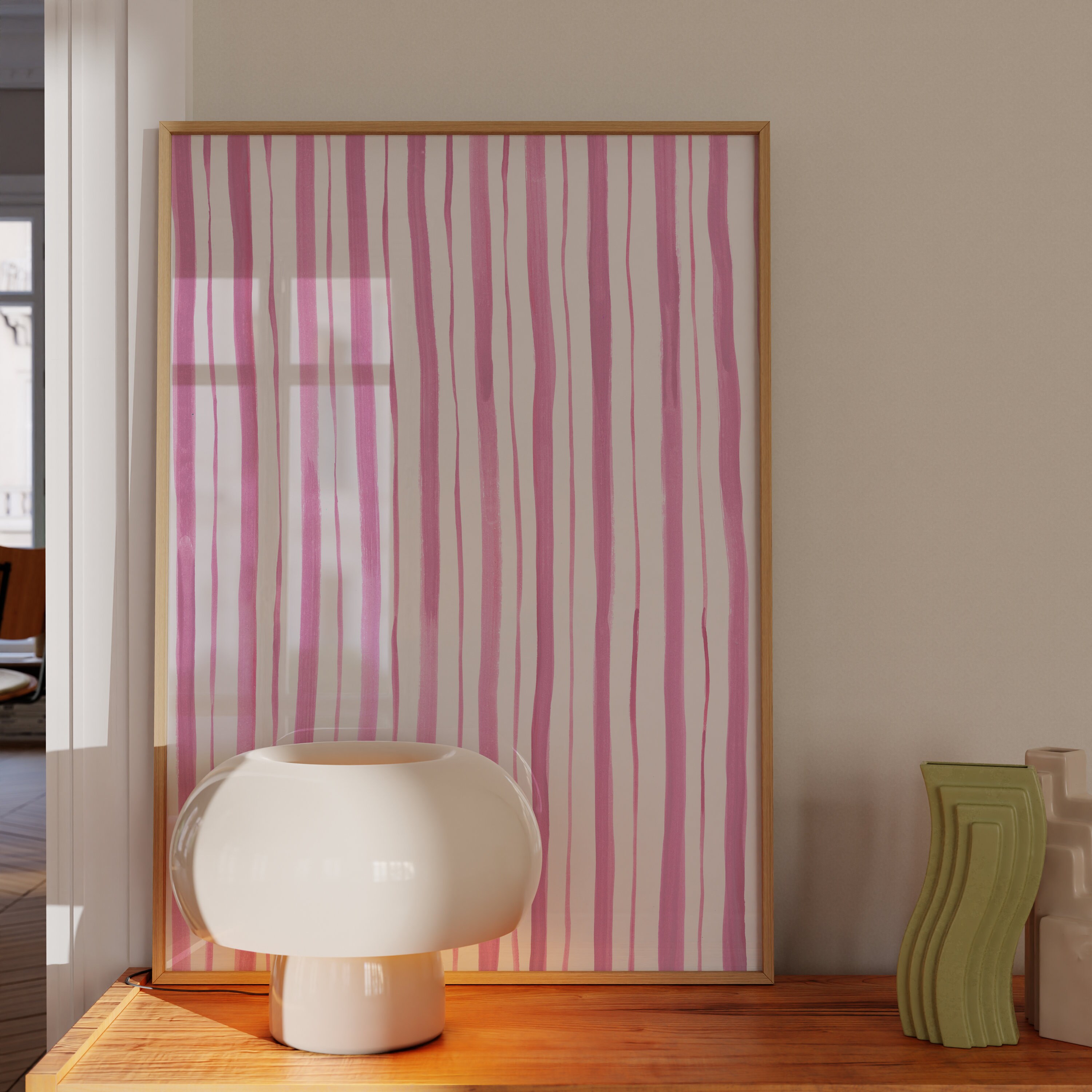 Pink Line Abstract Art Print, Minimalist Print, Stripes Art Print ...