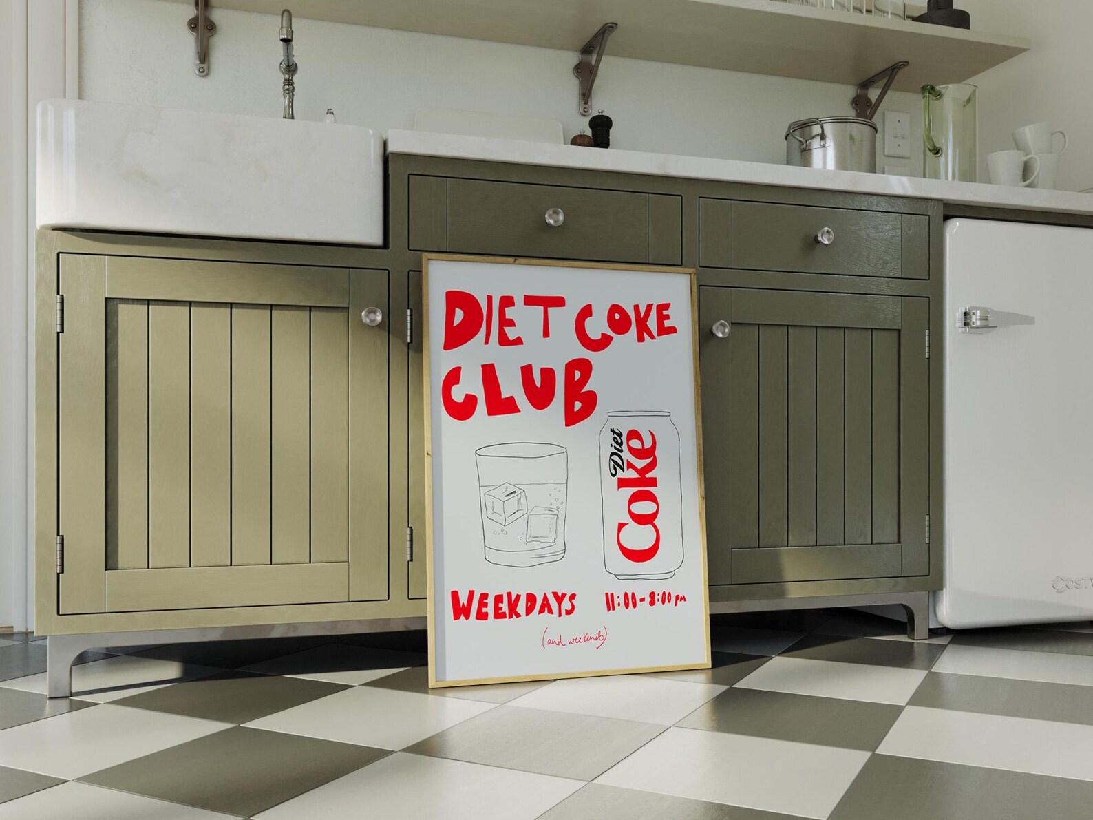 Diet Coke Club Print, Typography Poster, Retro Drink Poster, Mid ...