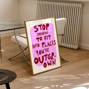 Stop Shrinking to Fit Print, Typography Poster, Aesthetic Wall Art, Mid ...