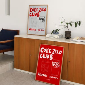 Coke Zero Club Print, Typography Poster, Retro Drink Print, Mid Century ...