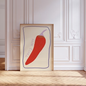 Chilli Print, Chilli Pepper Poster, That’s Hot Print, Foodie Drawing ...