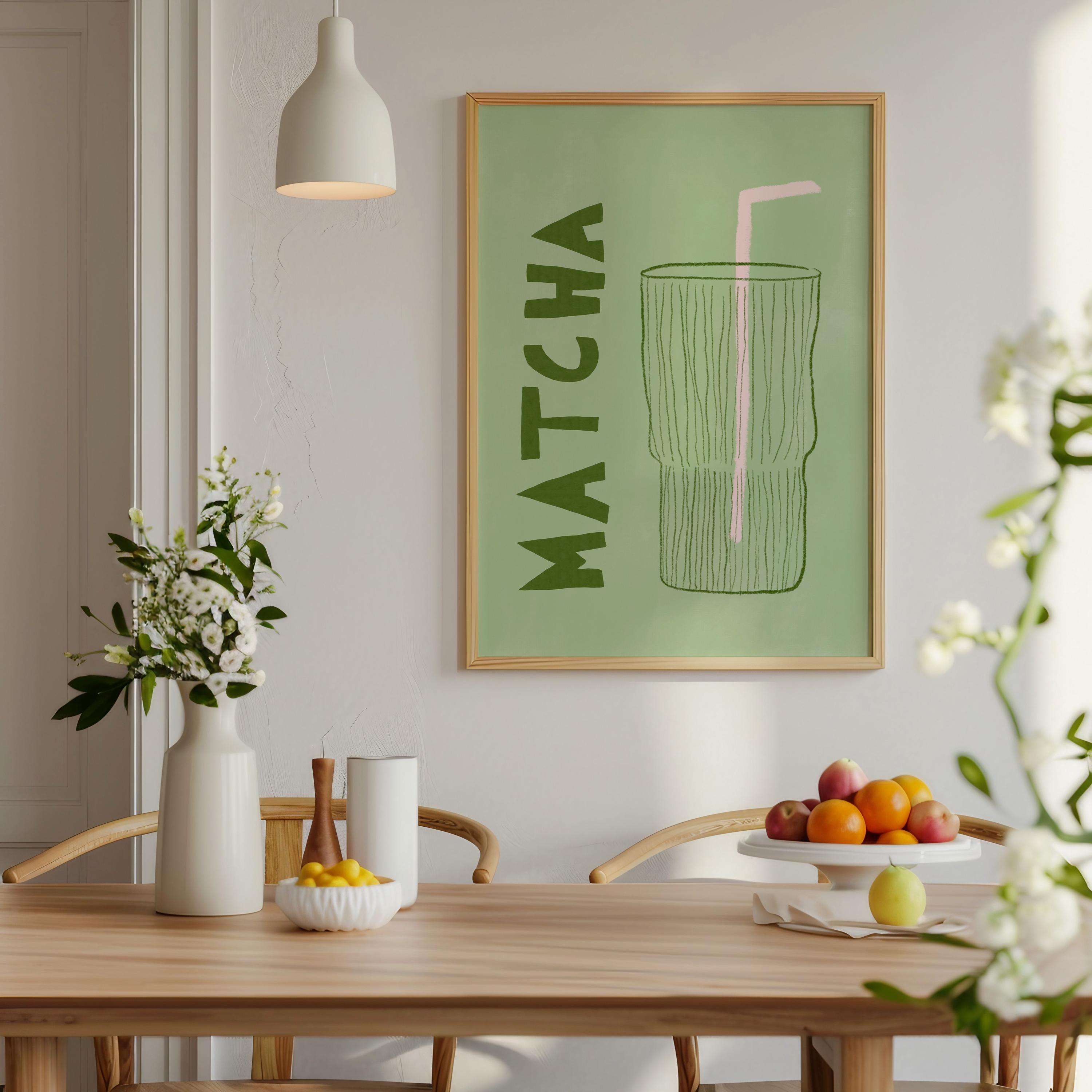 Matcha Poster, Retro Drink Poster, Caffe Poster, Matcha Latte Print ...