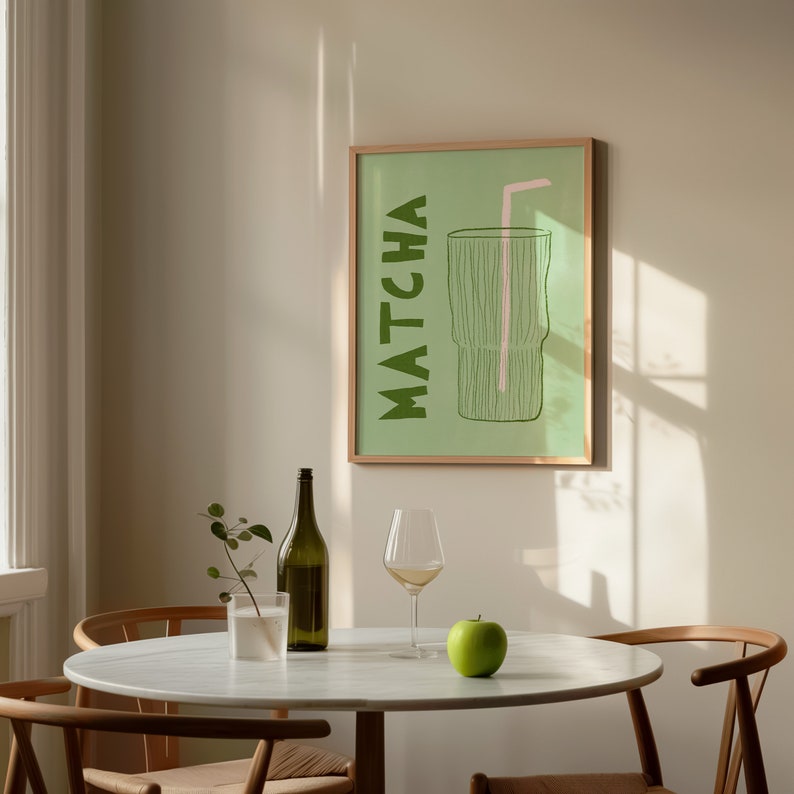 Matcha Poster, Retro Drink Art, Caffe Poster, Matcha Latte Print ...