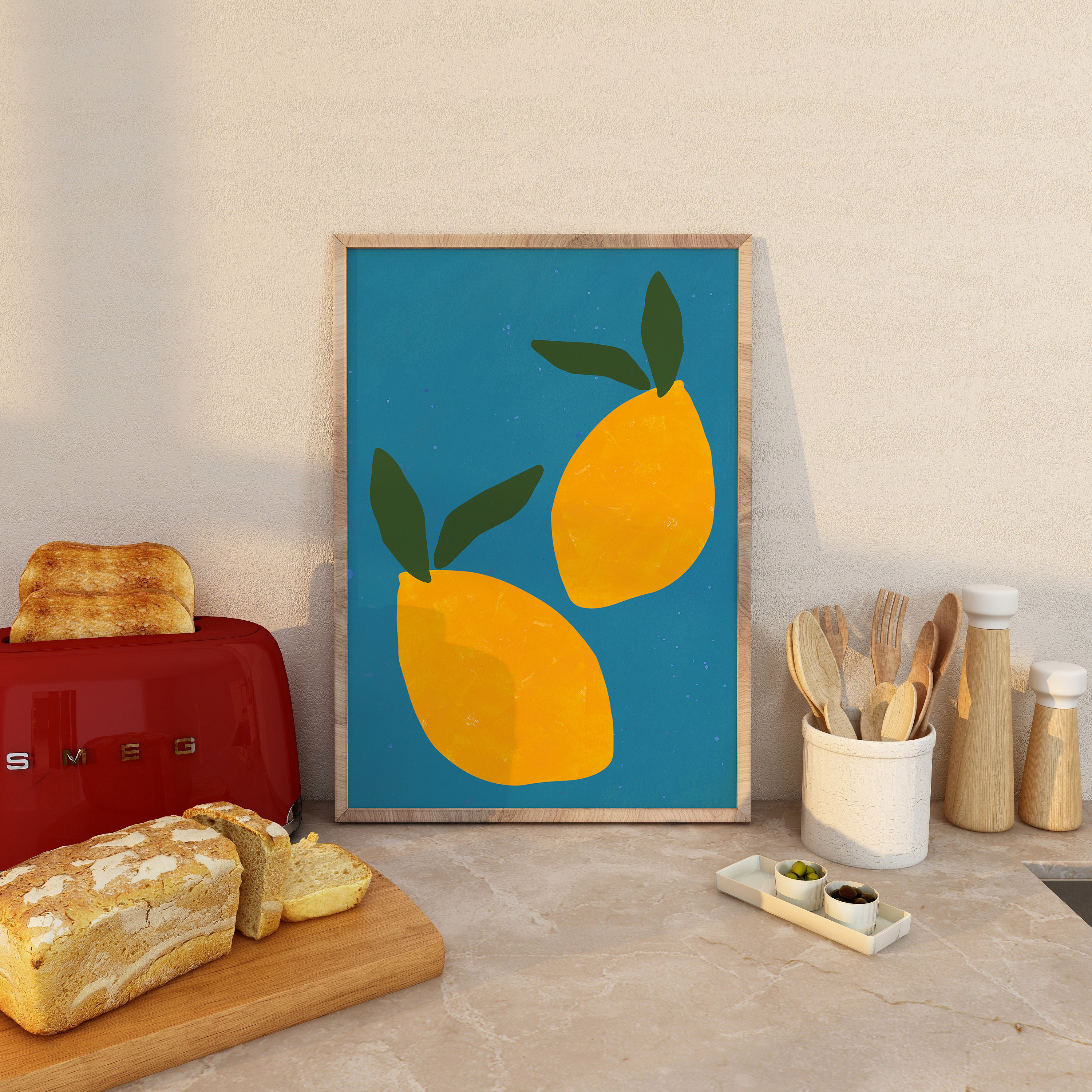 Lemon Wall Art, Kitchen Art Print, Summer Fruit Illustration, Still ...
