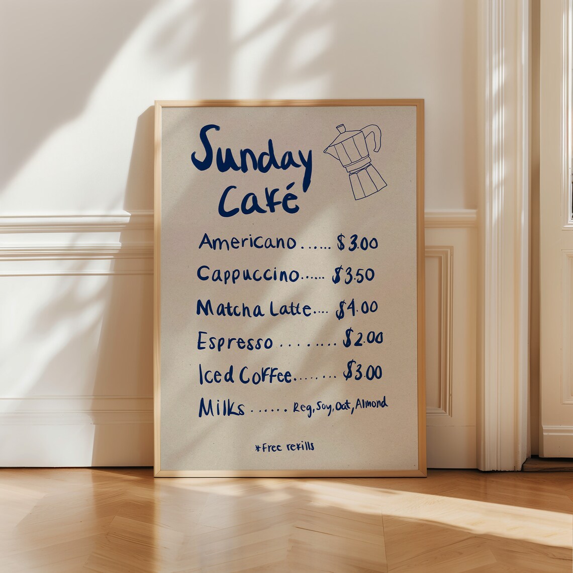Sunday Cafe Poster, Caffe Poster, Coffee Sketch, Hand Drawn Coffee ...