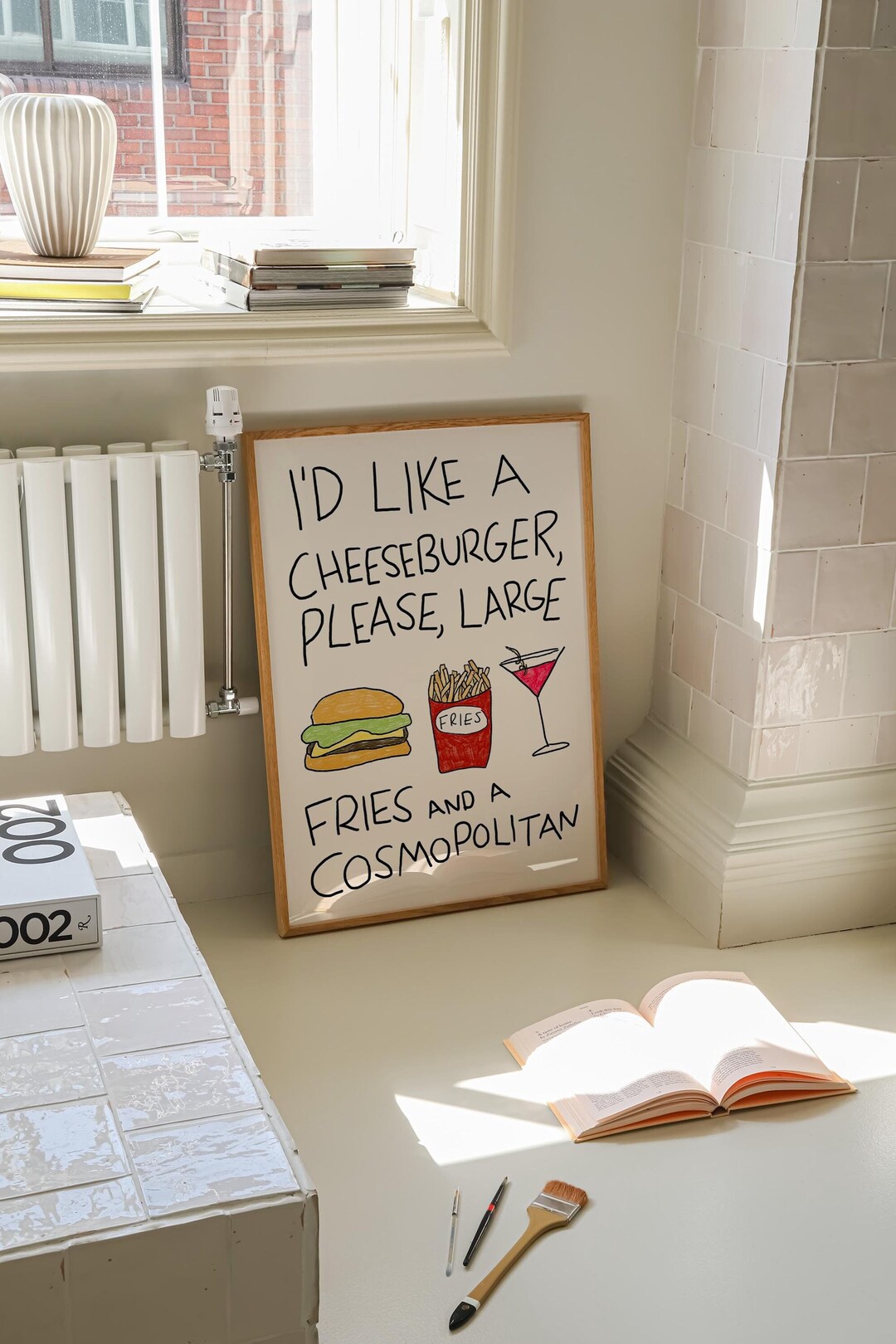 I'd Like A Cheeseburger Please Large Fries And A Cosmopolitan Print ...