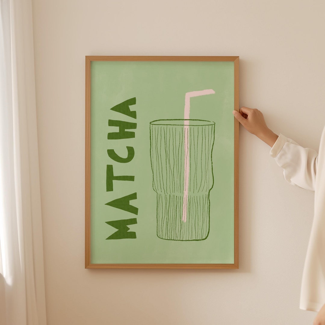 Matcha Poster, Retro Drink Poster, Caffe Poster, Matcha Latte Print ...