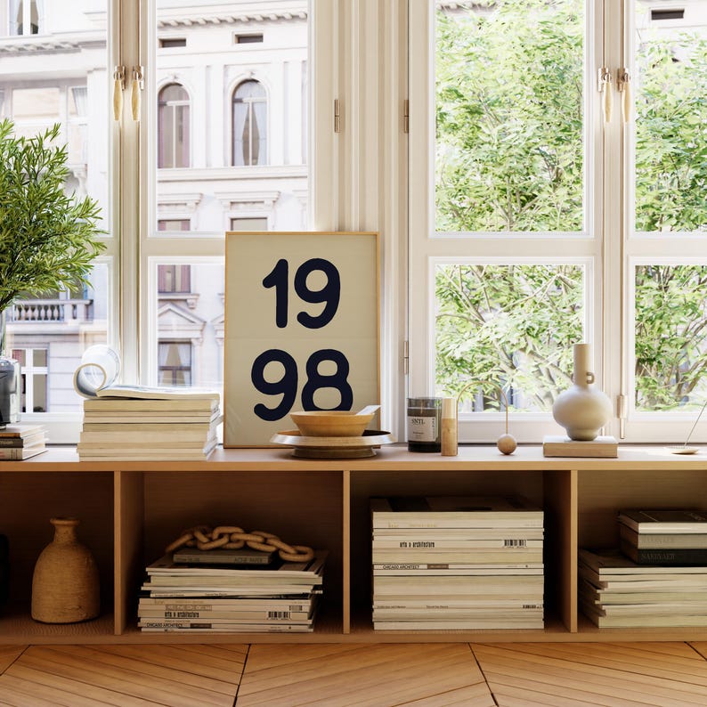 1998 Birth Year Print: Minimalist Typography Art (digital Download - Etsy