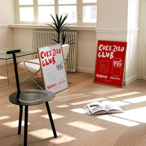 Coke Zero Club Print, Typography Poster, Retro Drink Poster, Mid ...