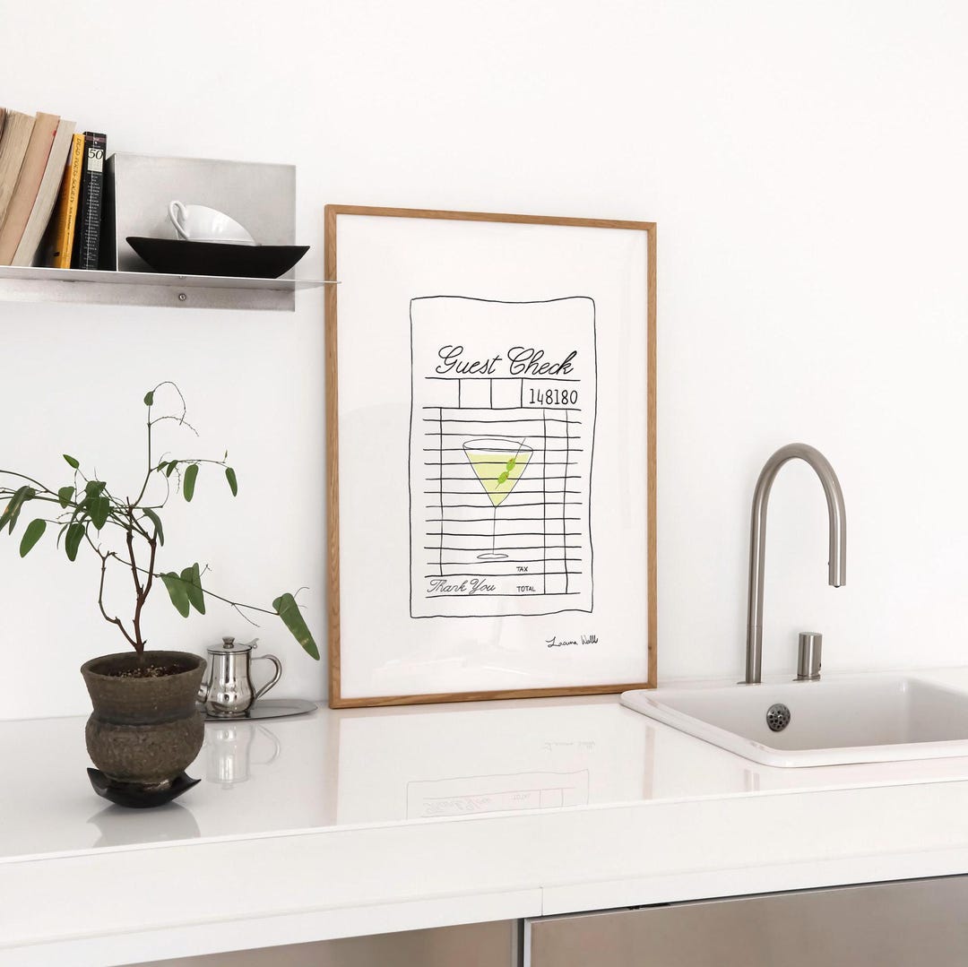 Martini Print: Guest Check Bar Cart Decor (digital Download) - Etsy