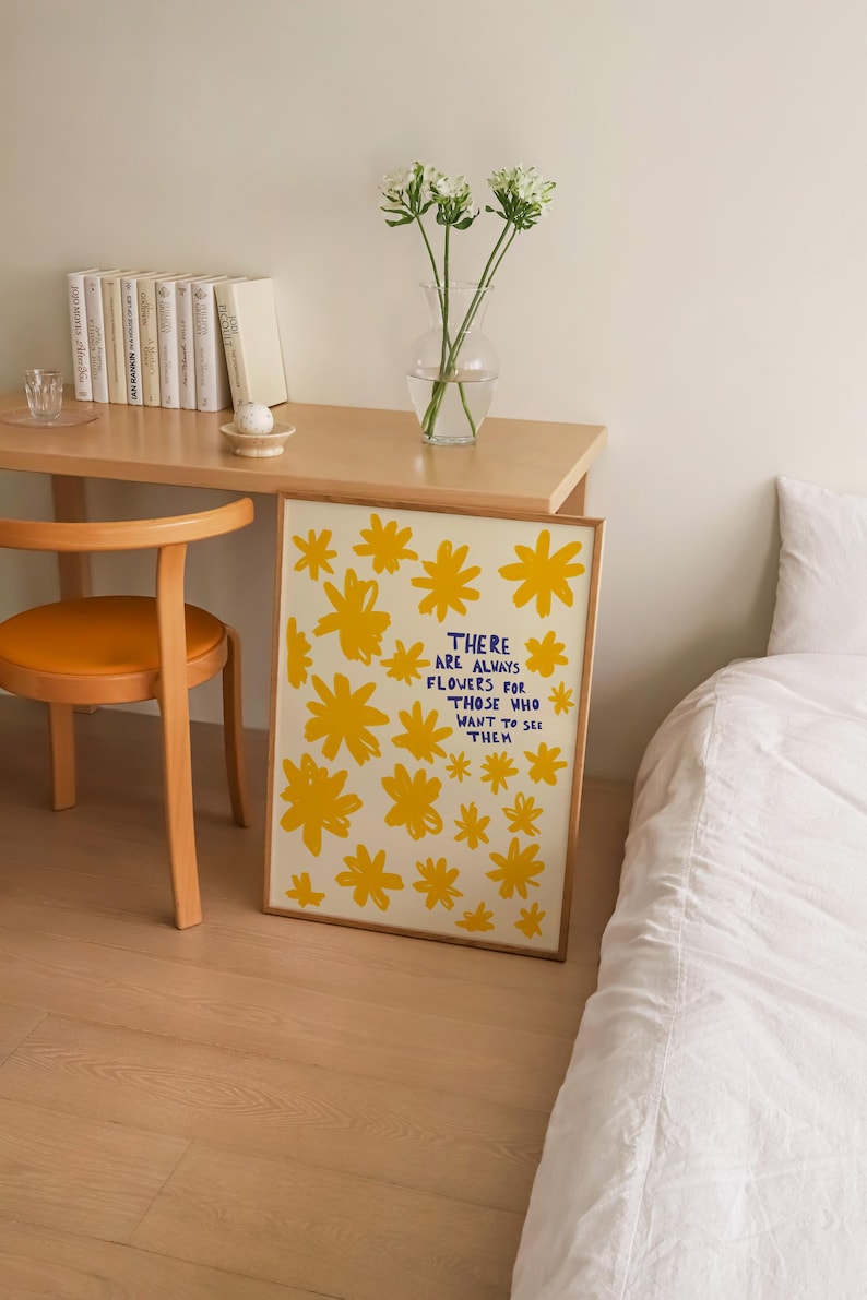 There Are Always Flowers Print, Quote Poster, Hand Drawn Print ...