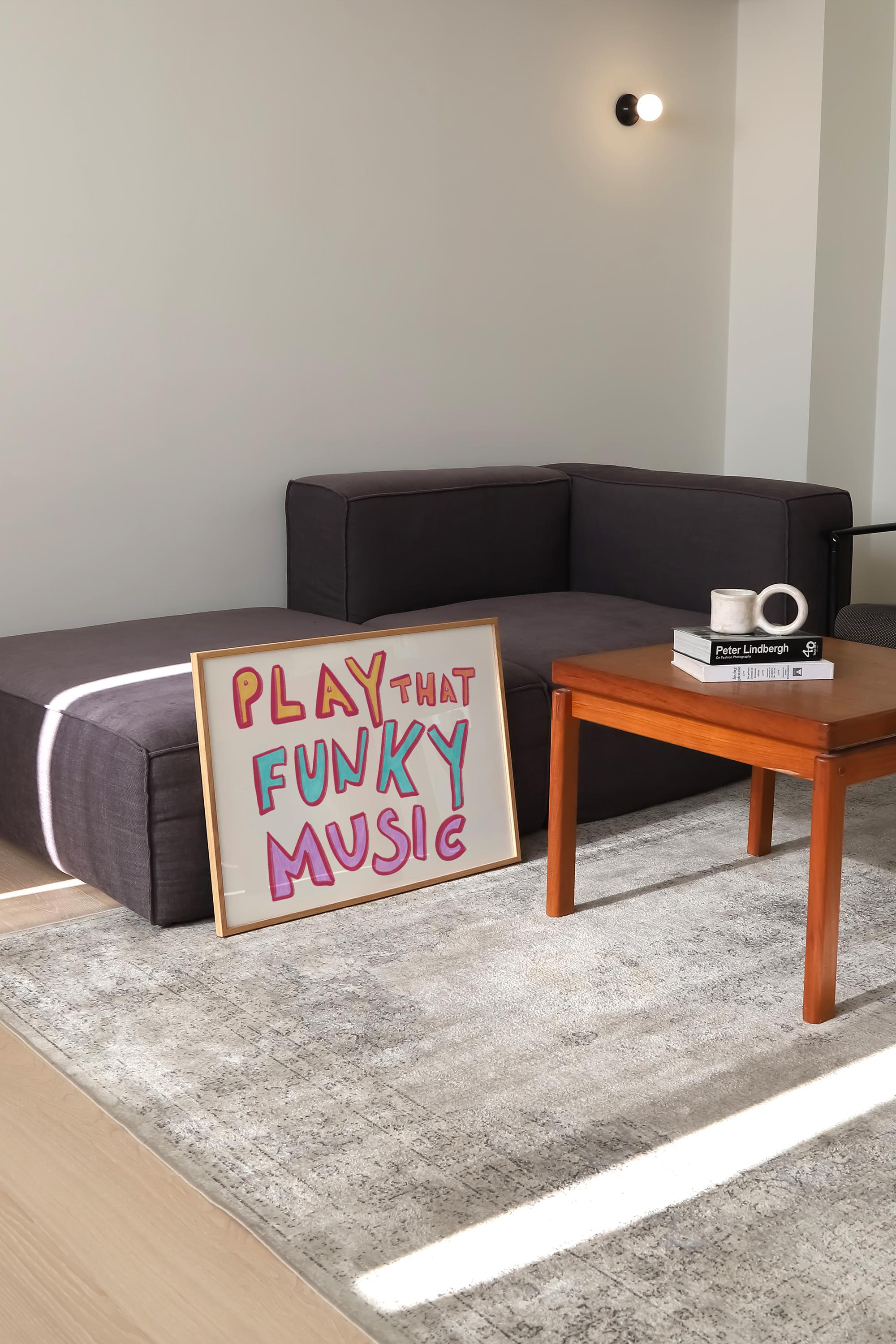 Play That Funky Music Print, Mid Century Print, Hand Drawn Sketch ...