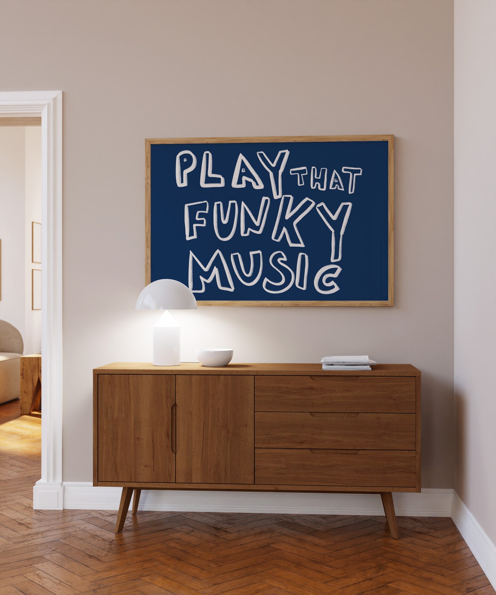 Play That Funky Music Print, Mid Century Print, Hand Drawn Sketch ...