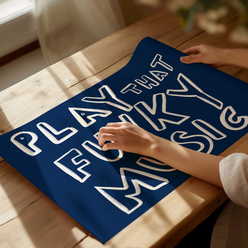Play That Funky Music Print, Mid Century Print, Hand Drawn Sketch ...