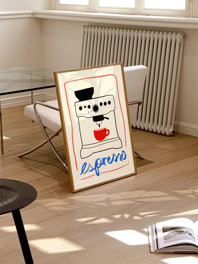 Espresso Machine Art Print: Modern Kitchen Cafe Poster (digital ...