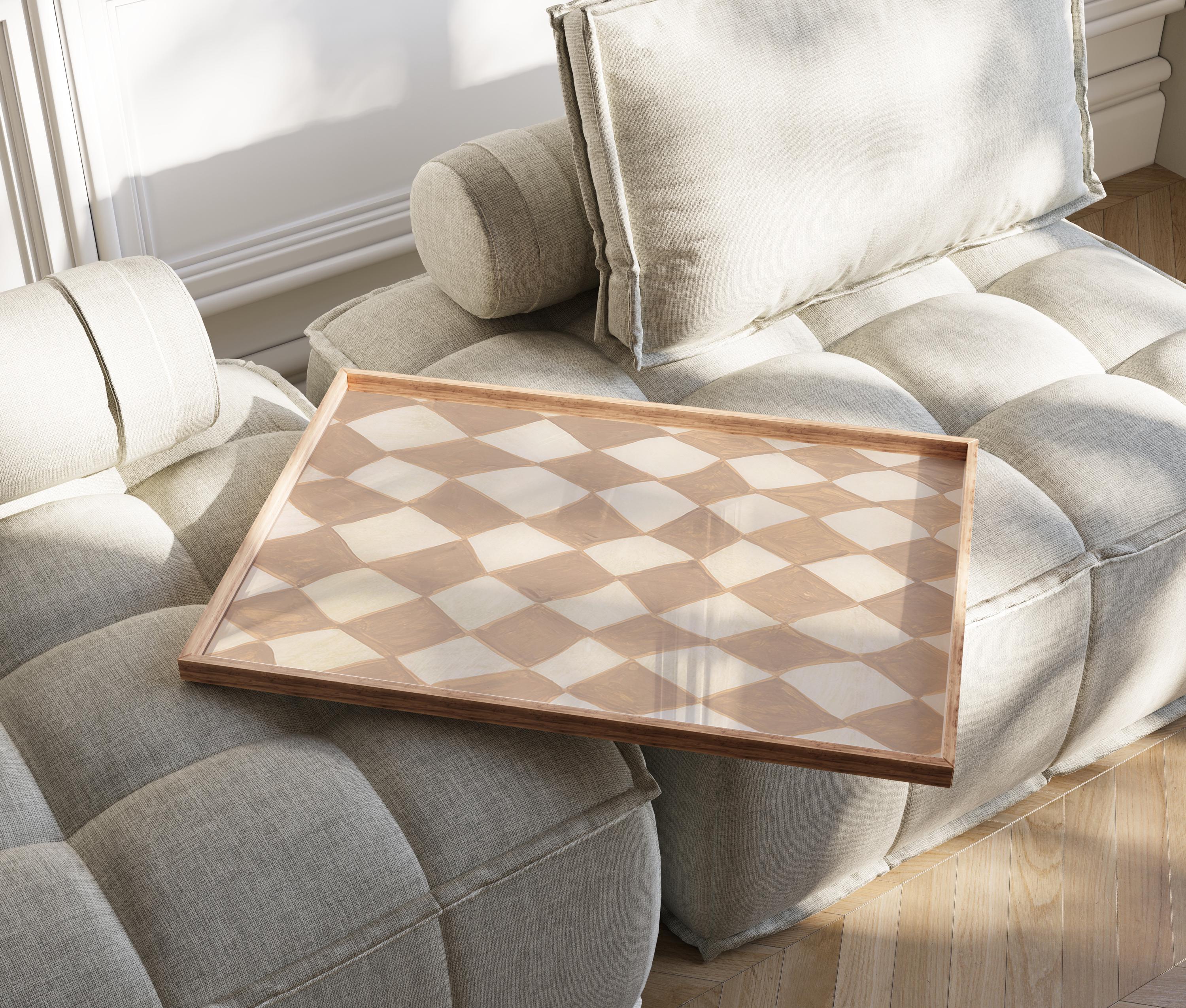 Checkered Art Print, Neutral Wall Art, Trendy Retro Print, Checkerboard ...