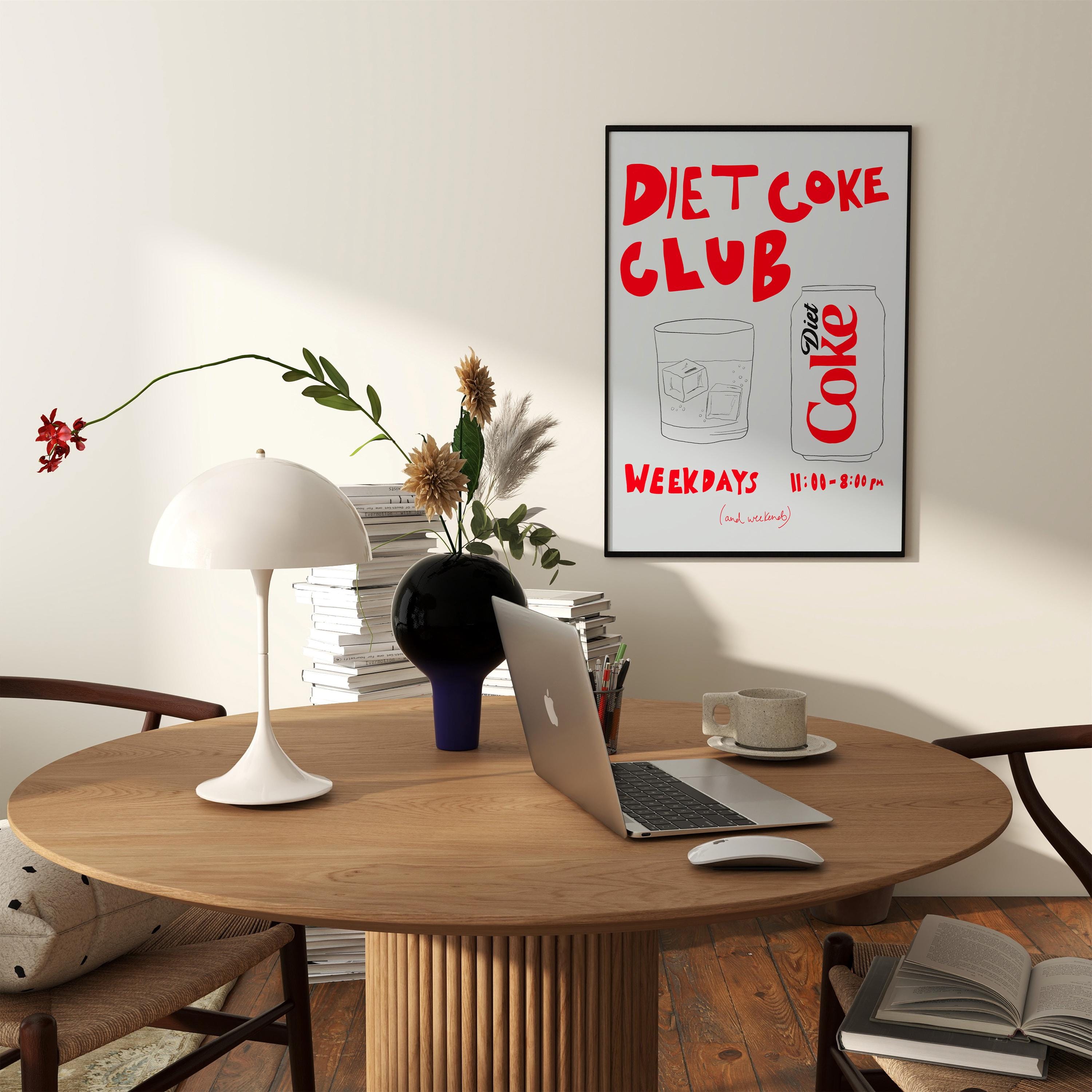 Diet Coke Club Print, Typography Poster, Retro Drink Poster, Mid ...