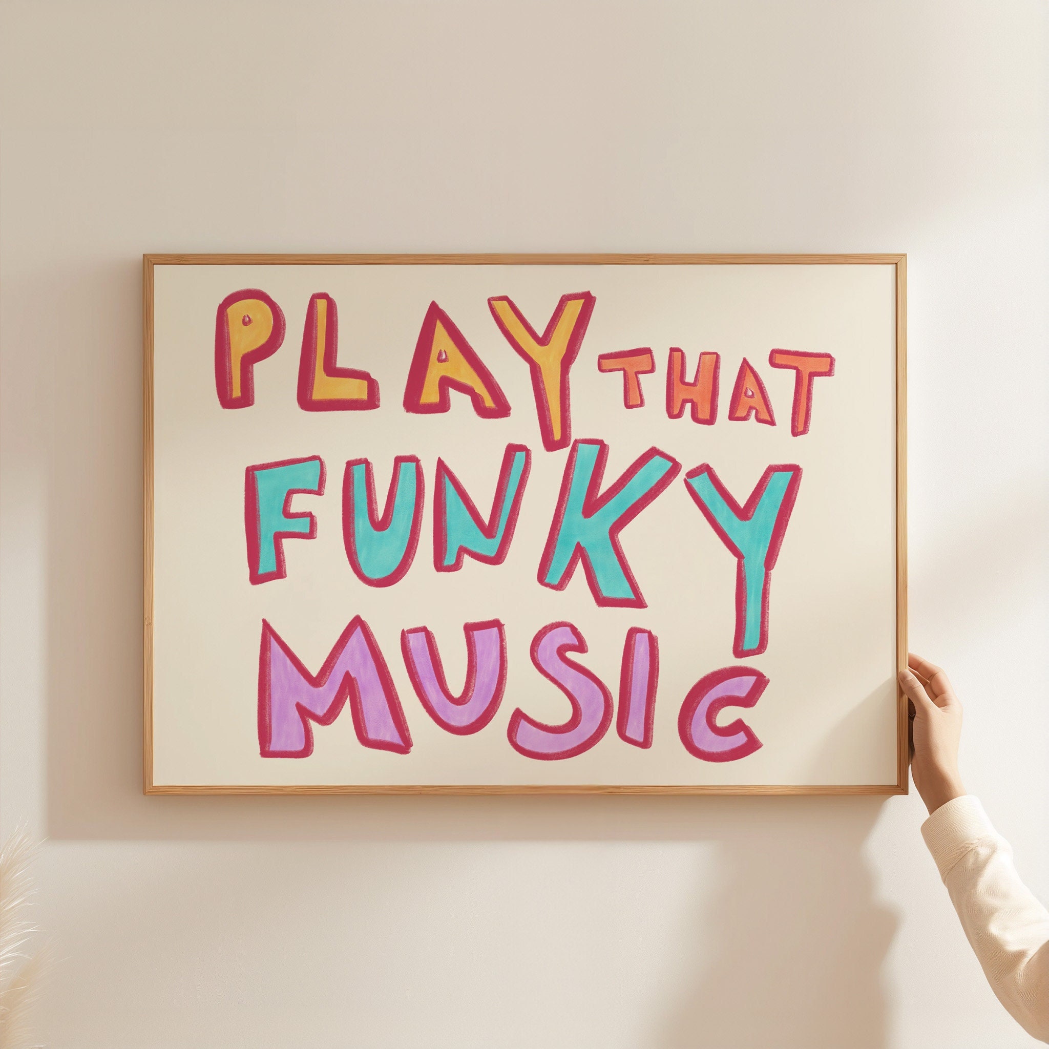 Play That Funky Music Print, Mid Century Print, Hand Drawn Sketch ...