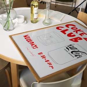 Coke Zero Club Print, Typography Poster, Retro Drink Poster, Mid ...