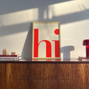 Hi Poster, Minimalist Wall Art, Hi Printable Wall Art, Typography Print ...