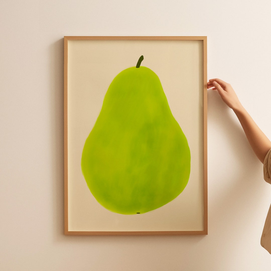 Pear Print, Modern Kitchen Art, Retro Food Poster, Fruit Wall Art, Pop ...