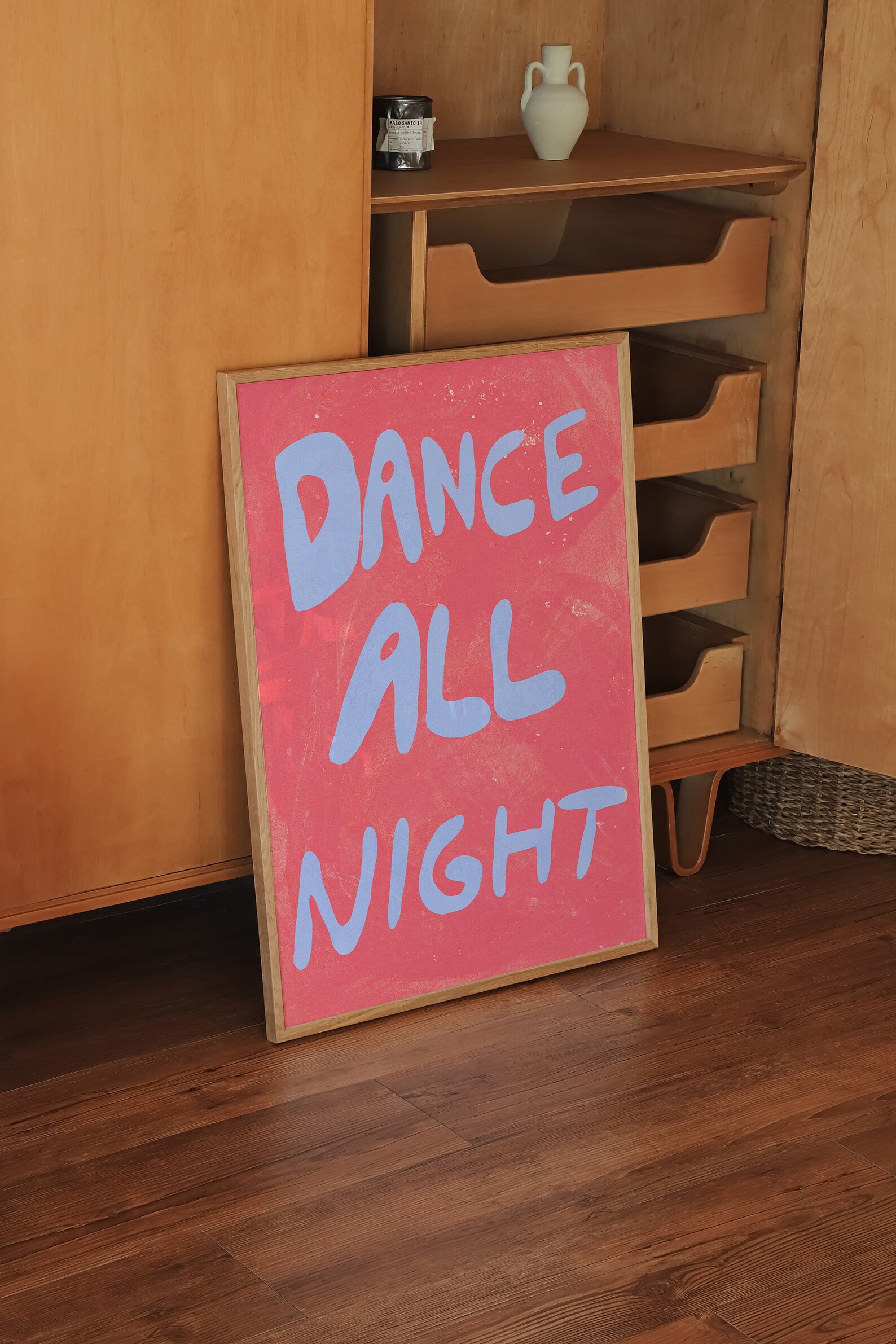 Dance All Night Poster, Hand Drawn Print, Maximalist Poster, Typography ...