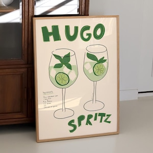 Hugo Spritz Cocktail Print: Retro Bar Cart Decor (digital Download) - Etsy