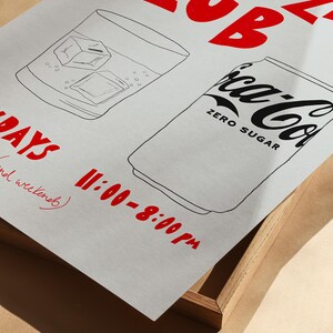 Coke Zero Club Print, Typography Poster, Retro Drink Poster, Mid ...