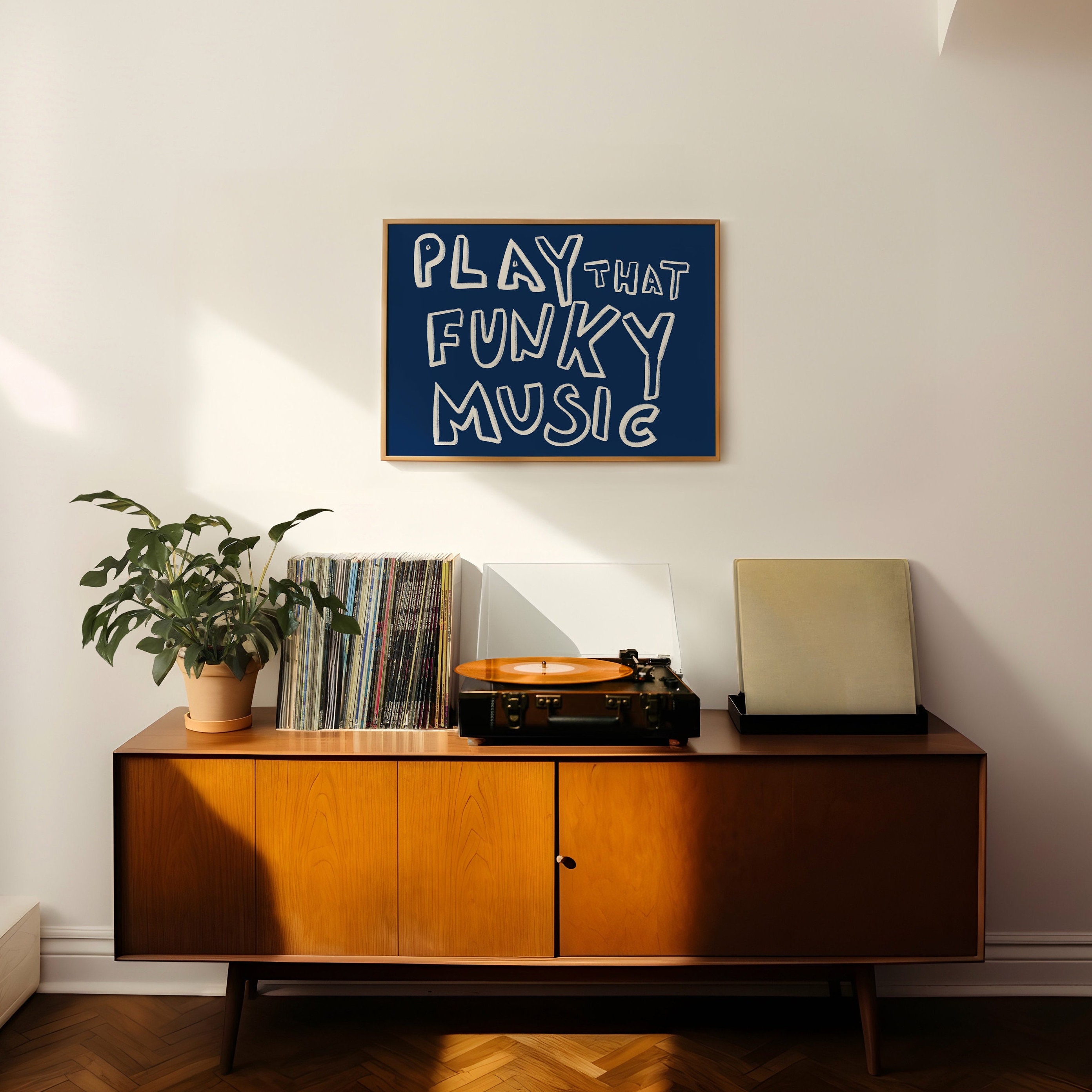 Play That Funky Music Print, Mid Century Print, Hand Drawn Sketch ...