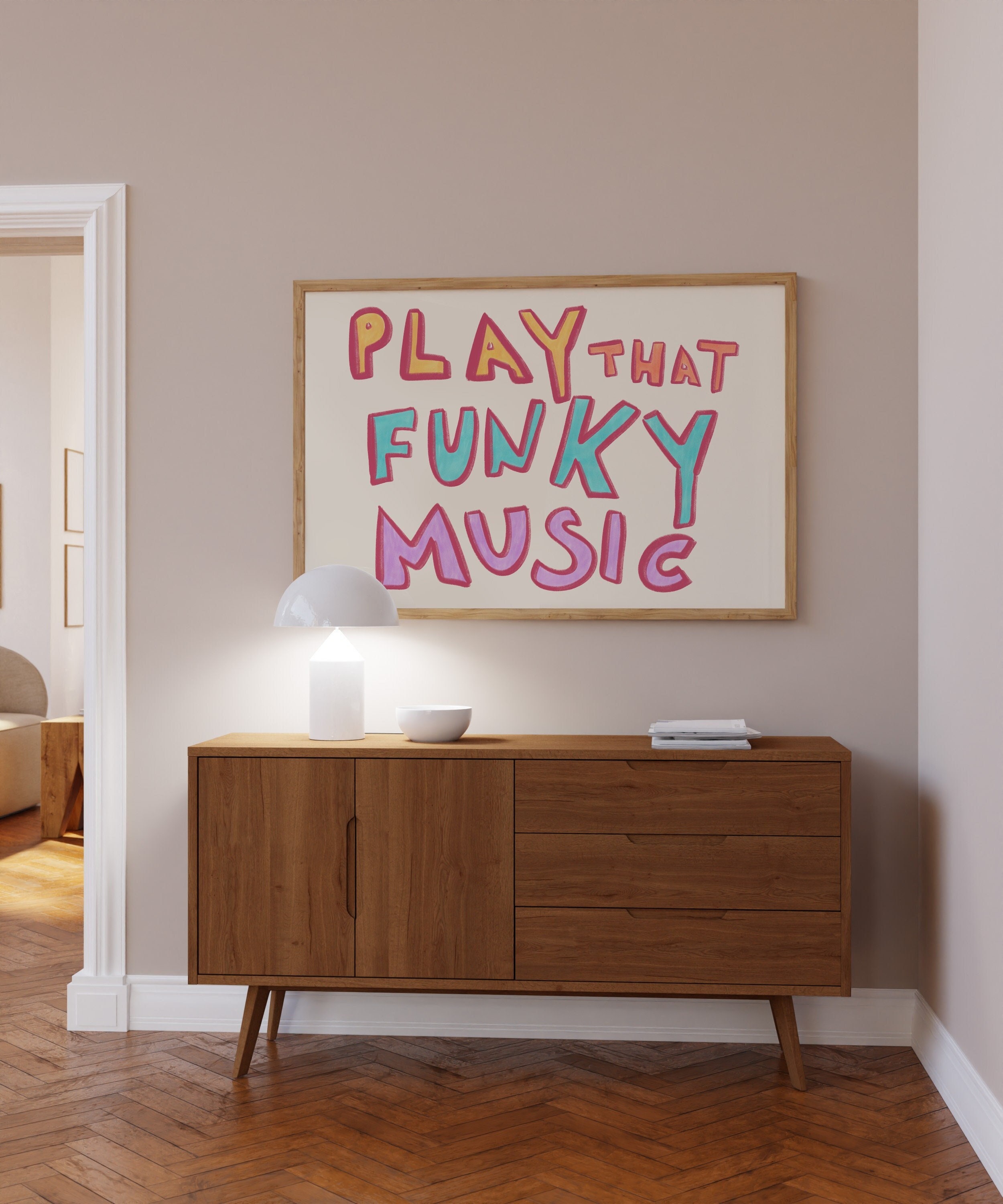 Play That Funky Music Print, Mid Century Print, Hand Drawn Sketch ...