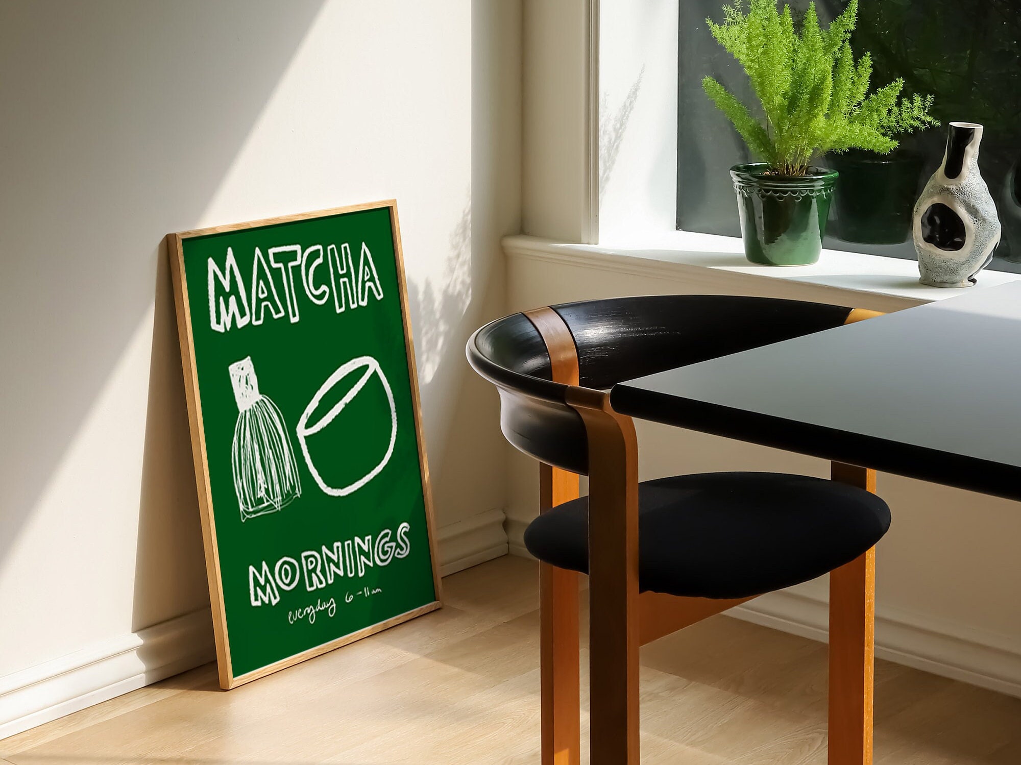 Matcha Mornings Poster, Retro Drink Art, Cafe Poster, Matcha Latte ...