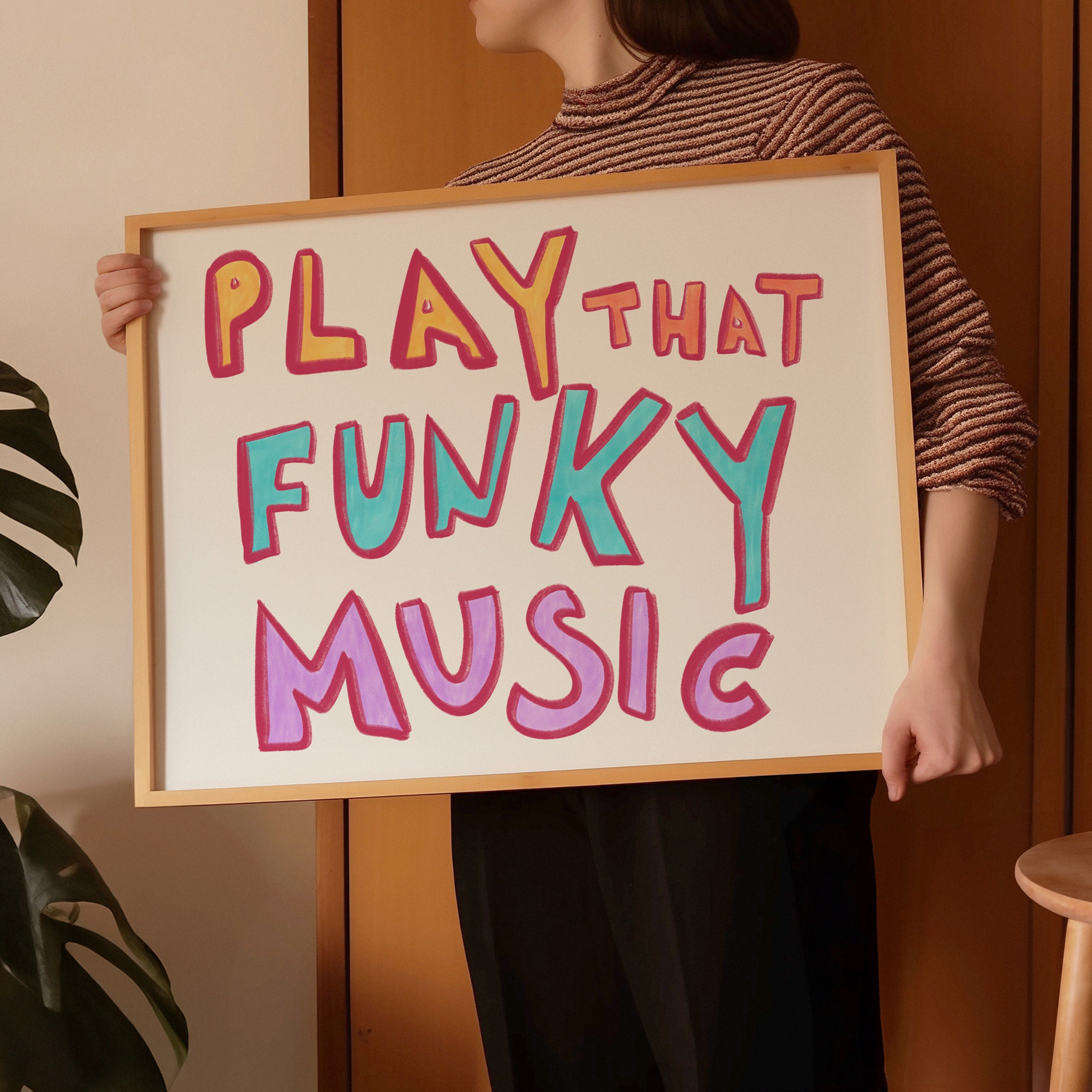Play That Funky Music Print, Mid Century Print, Hand Drawn Sketch ...