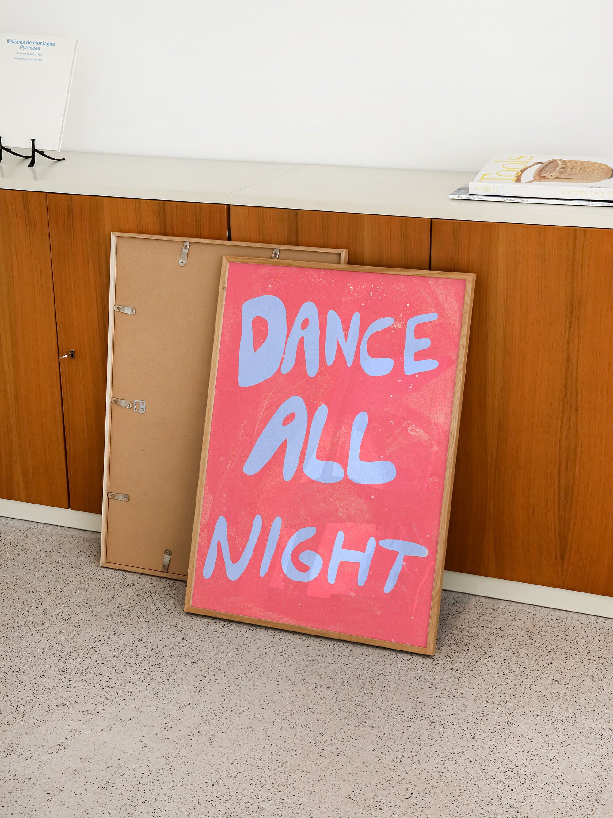 Dance All Night Poster, Hand Drawn Print, Maximalist Poster, Typography ...