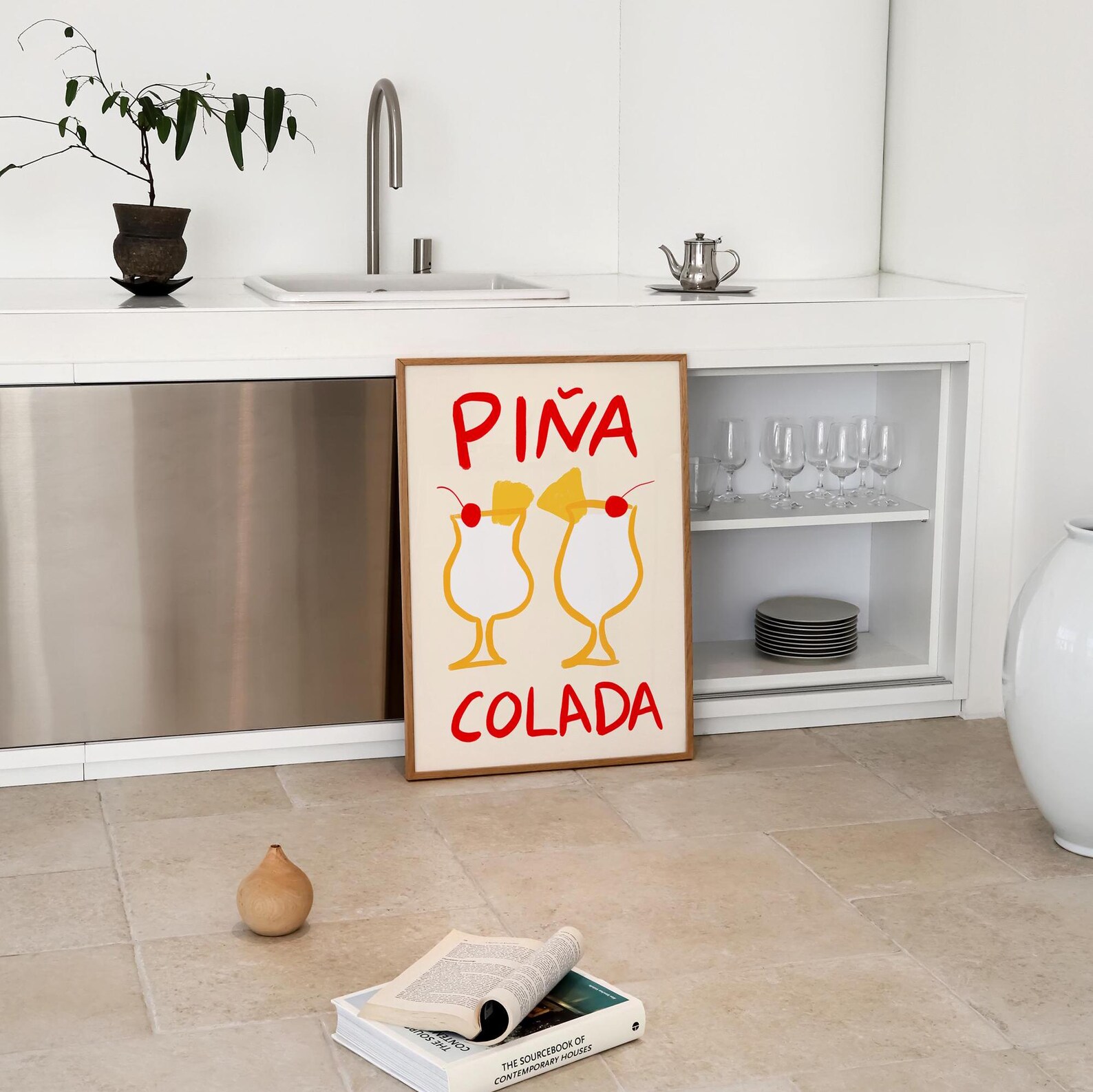 Pina Colada Cocktail Print: Hand Drawn Retro Bar Art (digital Download ...