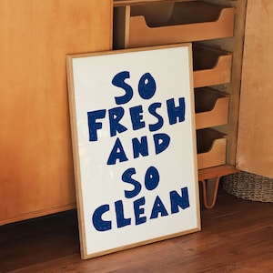 So Fresh and so Clean Print, Typography Print, Cute Bathroom Print ...