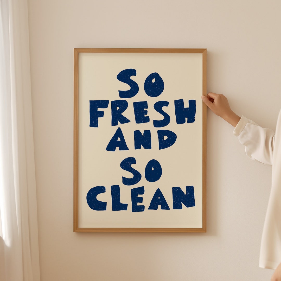 So Fresh and so Clean Print, Typography Print, Cute Bathroom Print ...