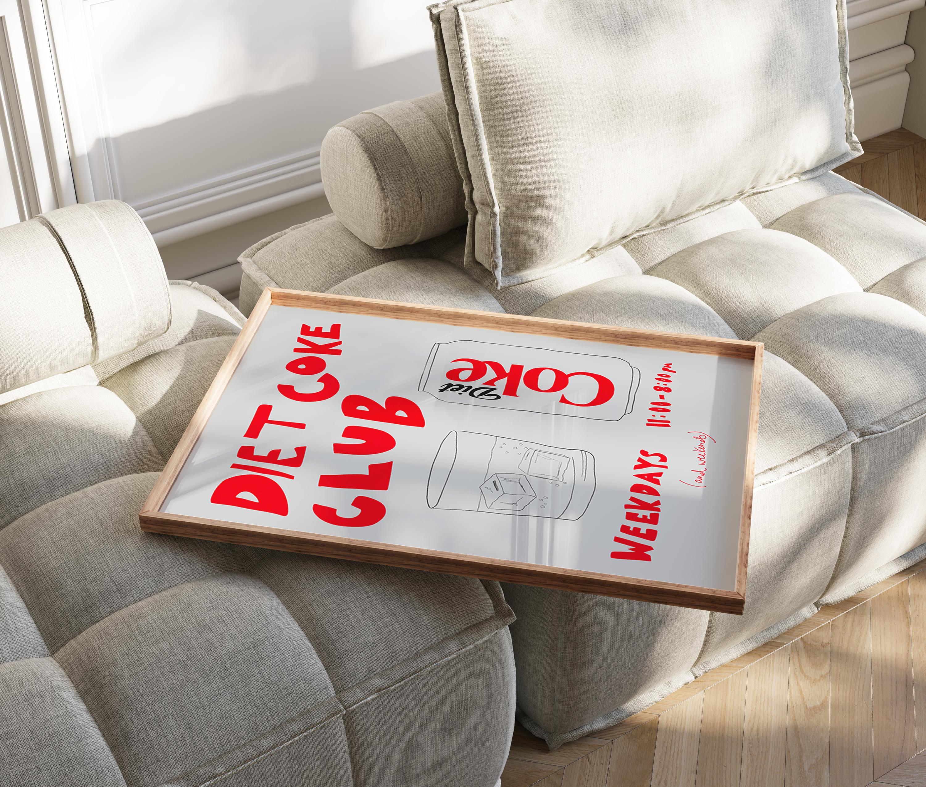 Diet Coke Club Print, Typography Poster, Retro Drink Poster, Mid ...