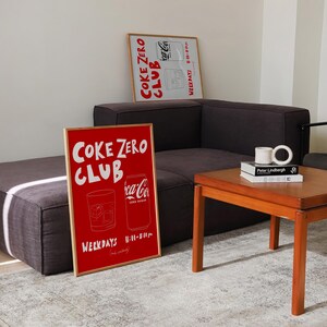 Coke Zero Club Print, Typography Poster, Retro Drink Print, Mid Century ...