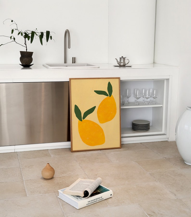 Lemon Wall Art, Yellow Lemons Poster, Minimalist Poster, Kitchen Art ...