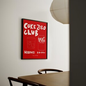 Coke Zero Club Print, Typography Poster, Retro Drink Print, Mid Century ...