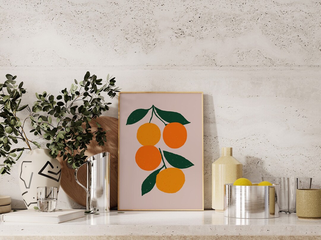 Oranges Art Print, Kitchen Wall Art, Fruit Poster, Modern Art, Citrus Still Life Illustration ...