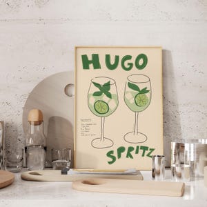 Hugo Spritz Cocktail Print: Retro Bar Cart Decor (digital Download) - Etsy