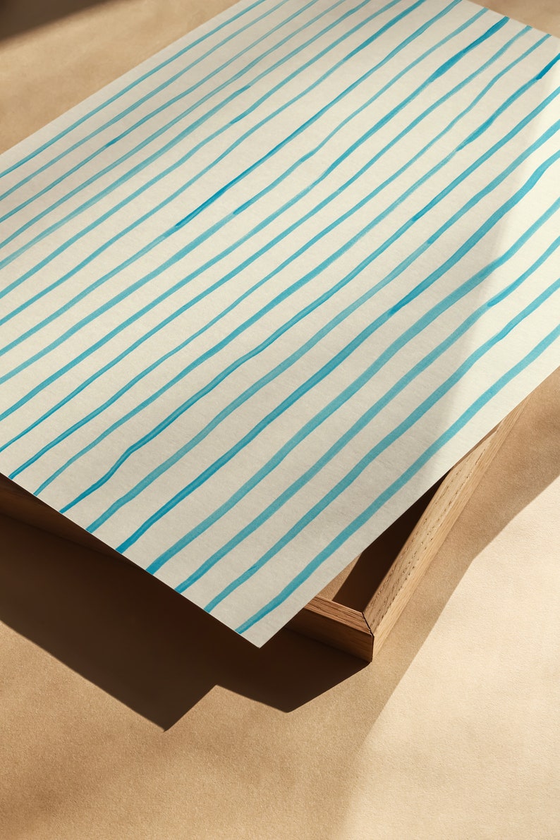 Blue Stripes Print, Preppy Striped Art, Trendy Blue Print, Contemporary ...