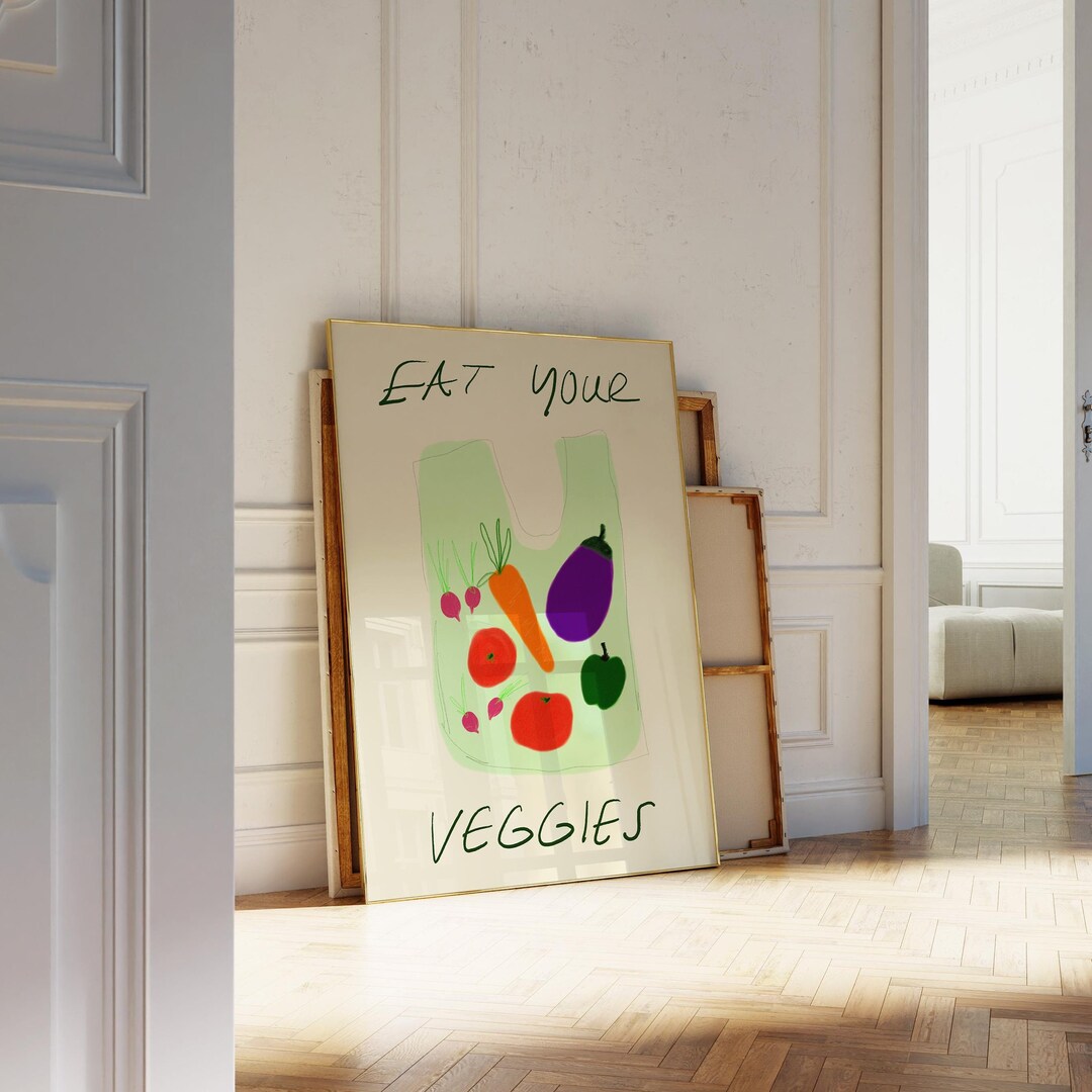 Eat Your Veggies Print, Vegetables Poster, Food Illustration, Botanical ...