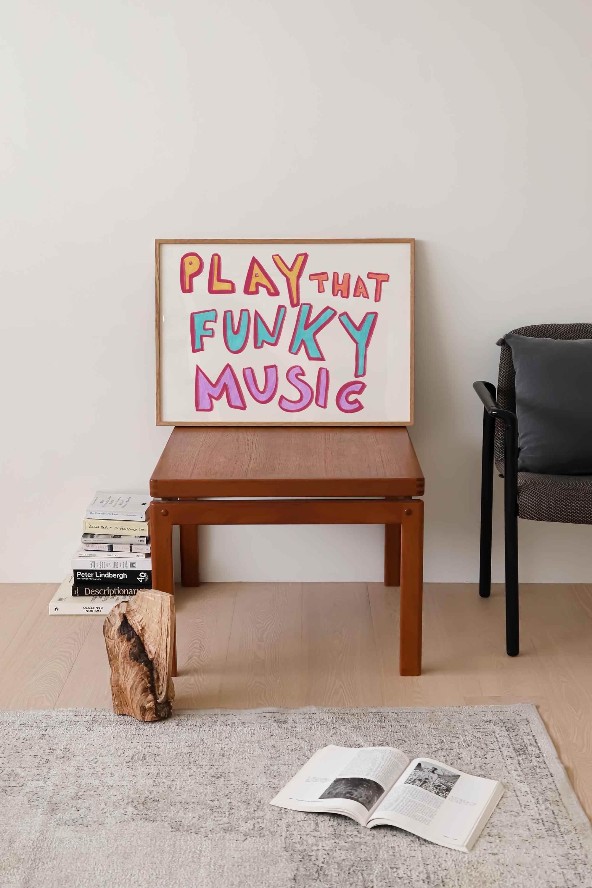 Play That Funky Music Print, Mid Century Print, Hand Drawn Sketch ...