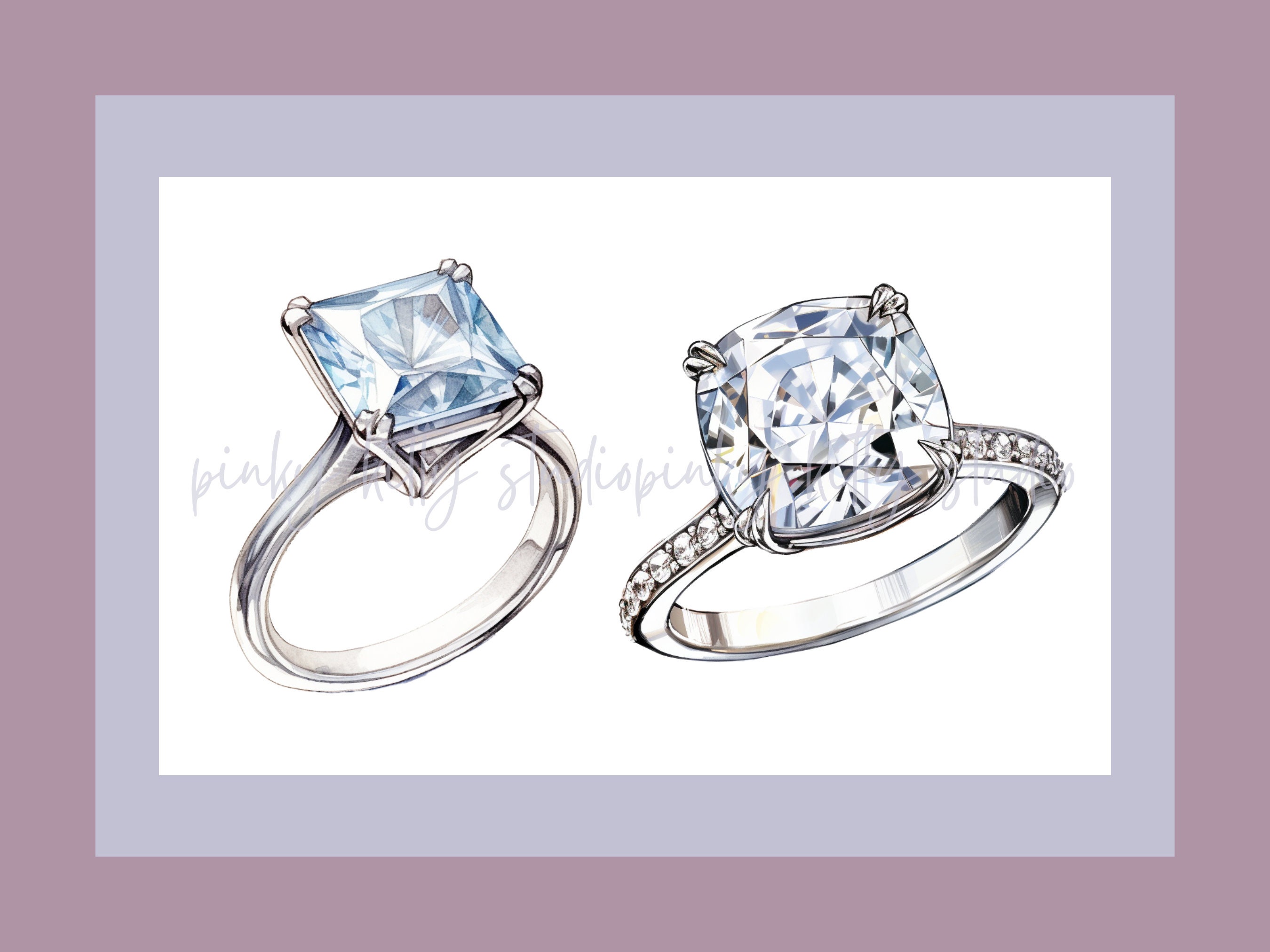Diamond Engagement Ring Clip Art | Clipart Diamond | Clipart Wedding | Sublimation Engagement ...