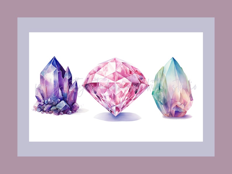Gem Watercolor Clip Art Clipart Diamond Watercolor Gift - Etsy